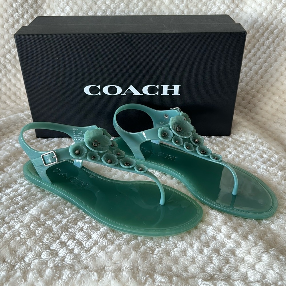 Brand New Coach Jelly Sandals Tea Rose T-Strap Sandal… - Gem